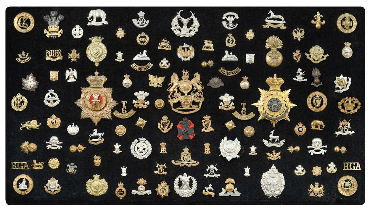 Lot 674 - A large collection of Regimental cap and
