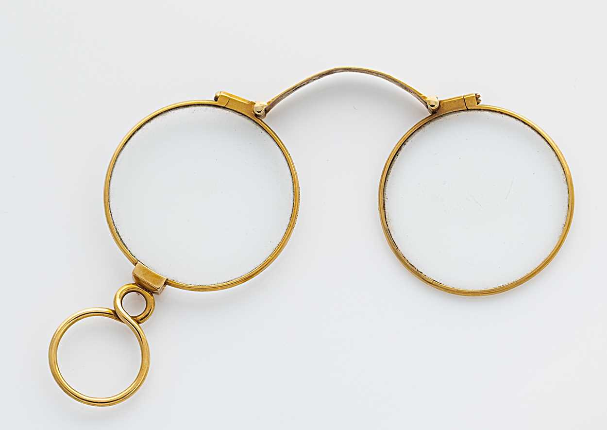 Lot 323 - A pair of 19th century 18ct gold lorgnettes,