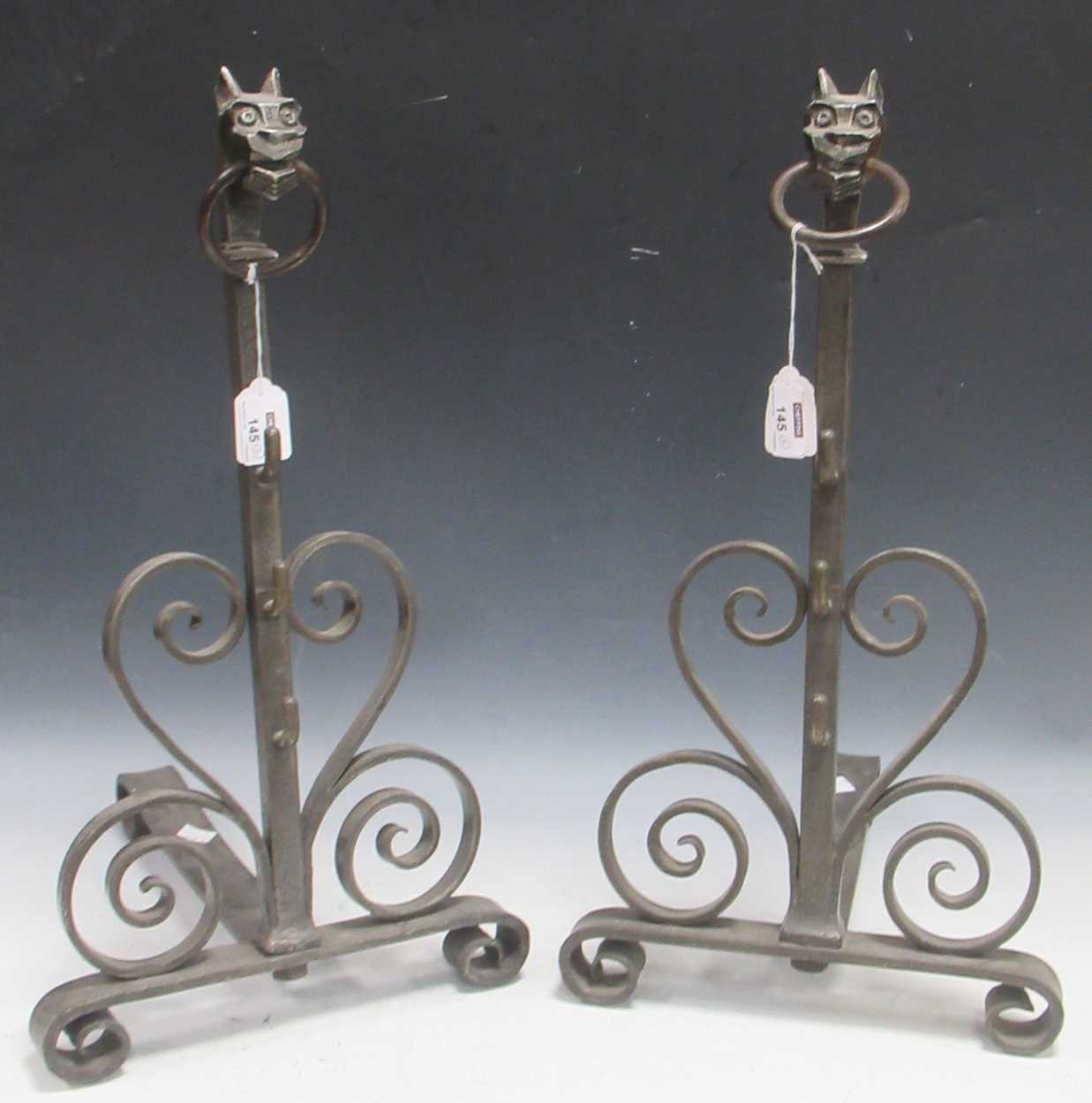 Lot 145 - A pair of early 20th century wrought iron