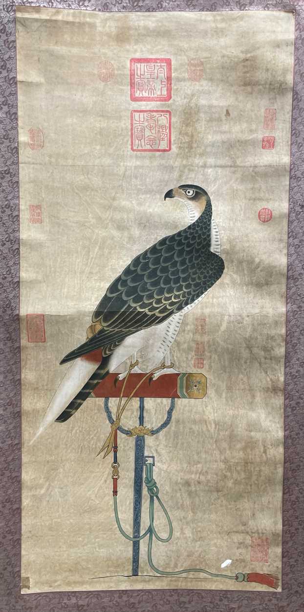 Lot 3 - A Chinese reproduction scroll of a tethered