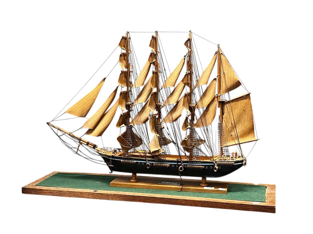 Lot 182 - A model of a four masted Barque or sailing