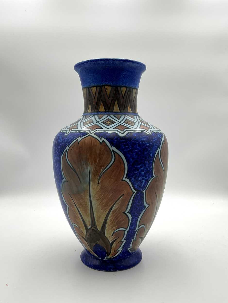 Lot 15 - An Art Deco Chameleon Ware vase by Clews & Co