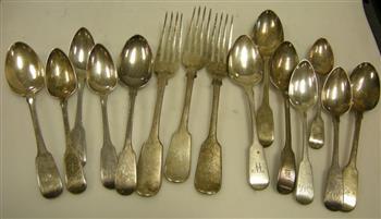 Lot 548 - Silver fiddle pattern flatware, all