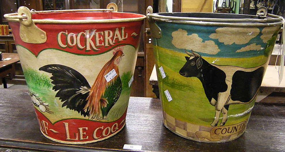 Lot 90 - Two hand painted buckets