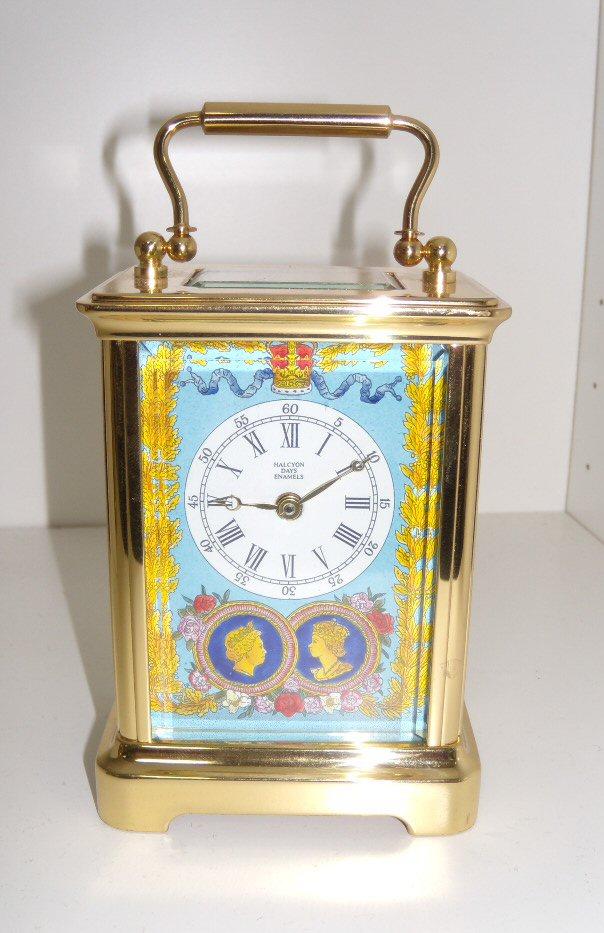 Lot 818 - A Halcyon Days carriage timepiece, the