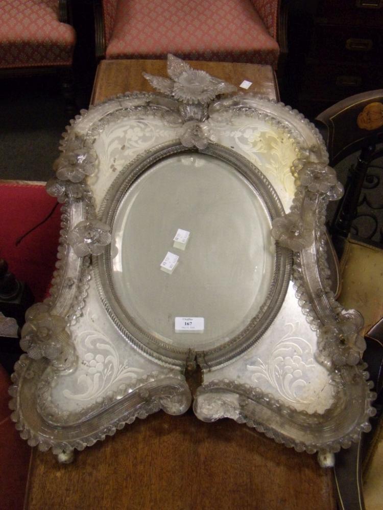 Lot 167 - A Venetian type glass framed mirror (in need