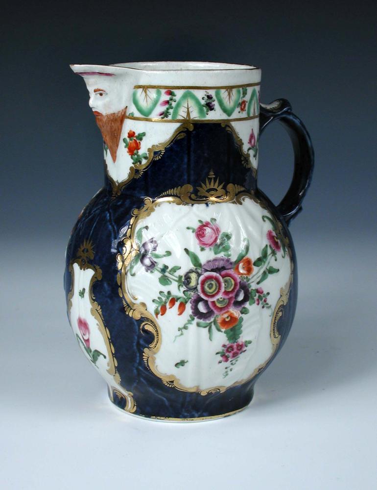 Lot 20 - An 18th century Worcester mask jug,
