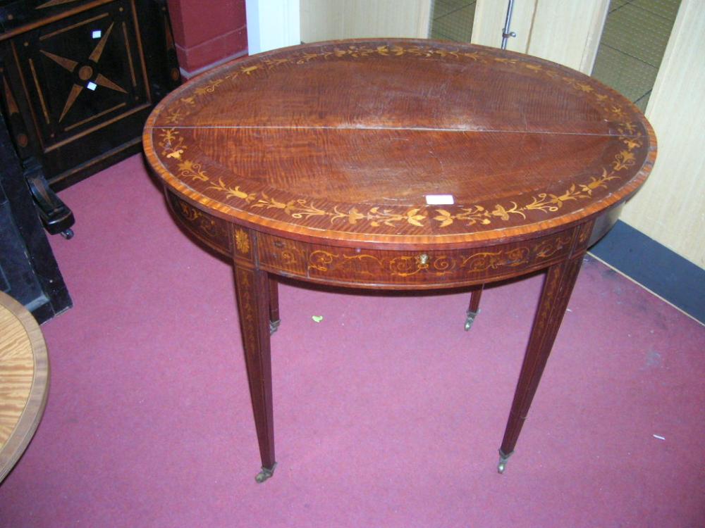 Lot 3 - A 19th century fiddle mahogany marquetry oval
