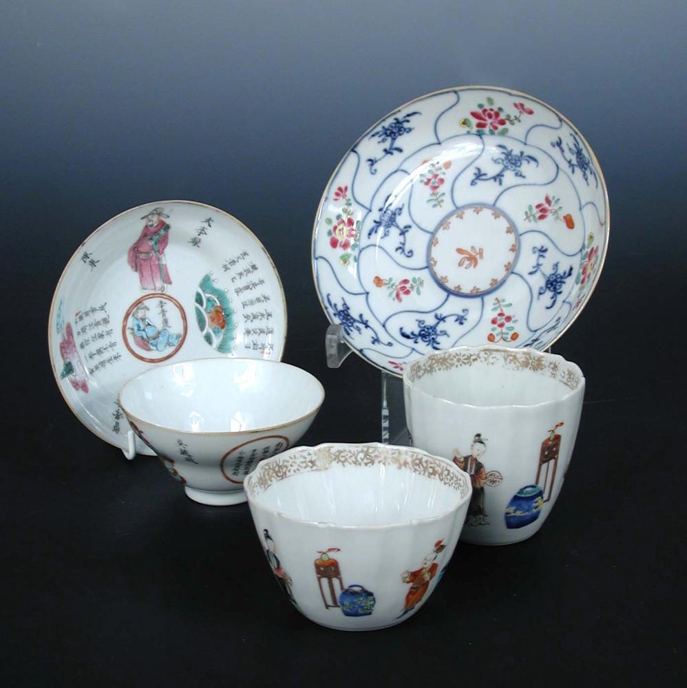 Lot 10 - Five famille rose tea wares,