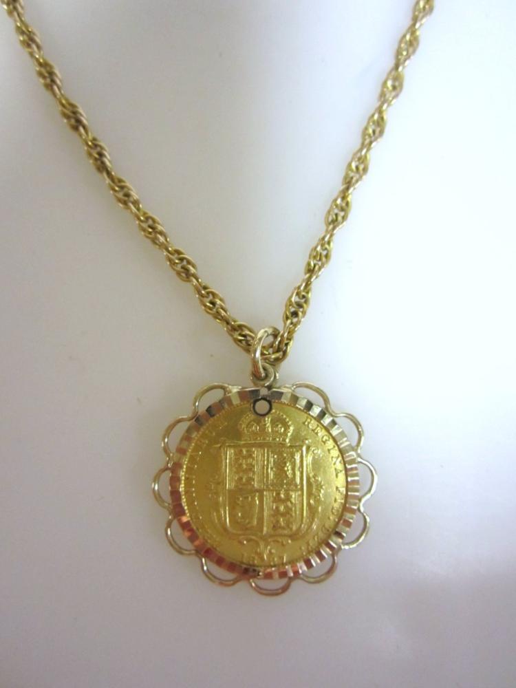Lot 940 - A Victorian half sovereign on chain